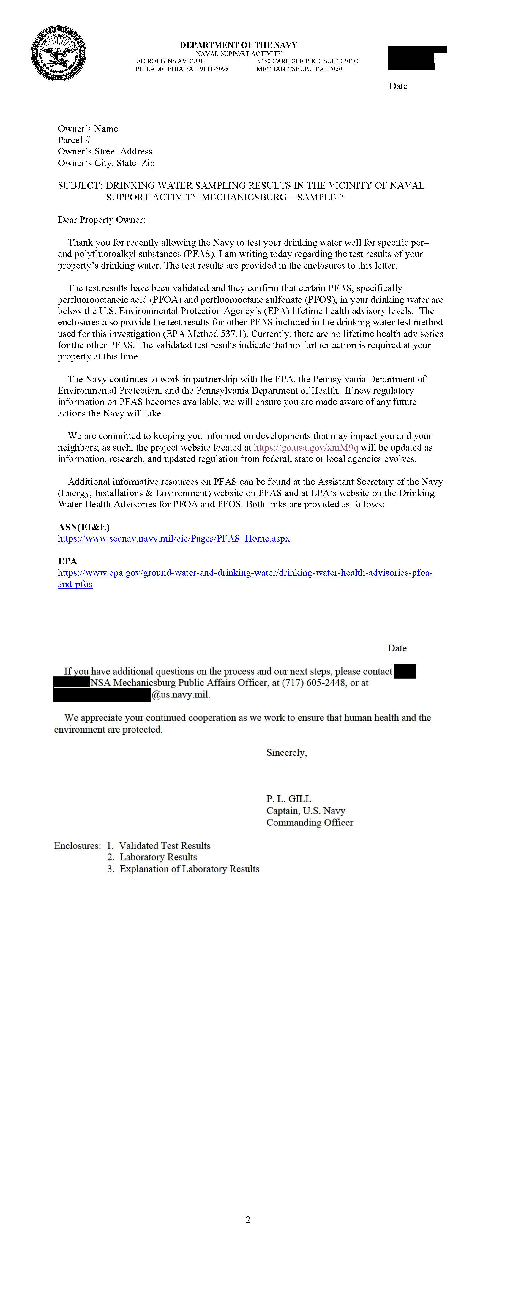 PFAS Private Drinking Water Well Sampling